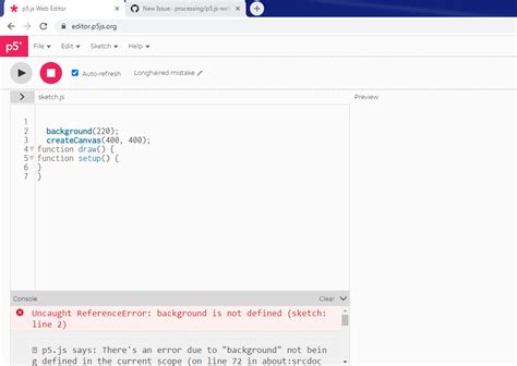 p5 editor malfunctioning · issue 1631 · processing p5 js web editor