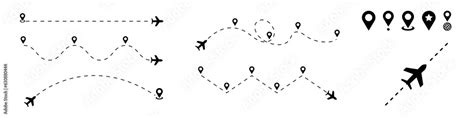 Vector Planes With Flight Routes Map Pins And Airplanes Vector