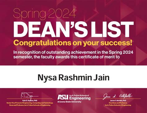 Nysa Jain On Linkedin Deanslist Asu Computerscience Achievement