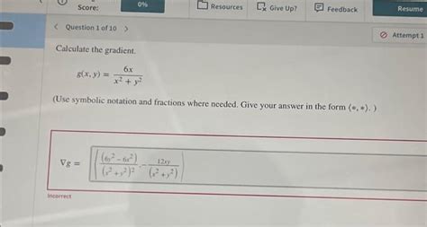 Solved Calc 3 Calculate The Gradient G X Y 6x X 2 Y 2