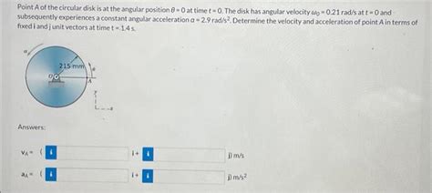 Solved Point A Of The Circular Disk Is At The Angular