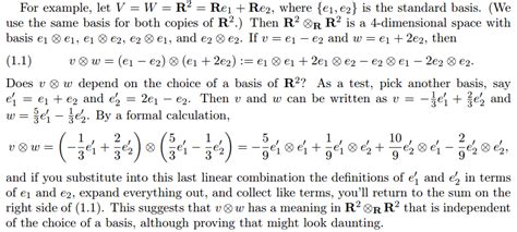 Linear Algebra Working Out A Concrete Example Of Tensor Product