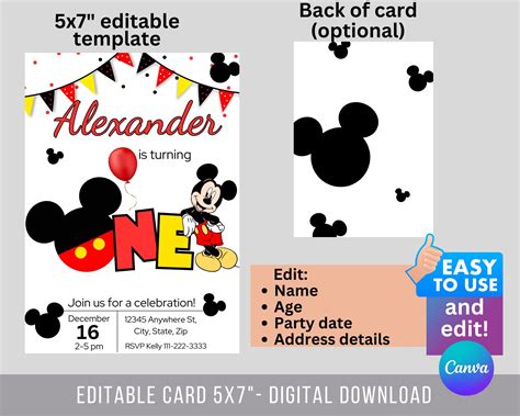 Mickey Mouse 1st Birthday Printables Mickey Mouse Backdrop For Boys