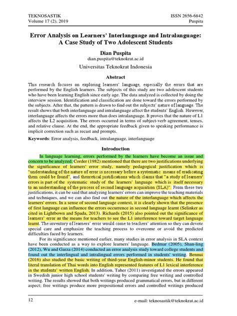 An Analysis Of Interlanguage And Intralanguage Errors In The Speaking An Analysis Of Interlanguage And Intralanguage Errors In The Speaking