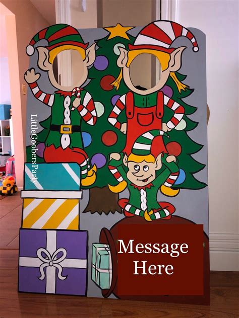 Elves Wooden Photo Booth Prop Face In Hole Photo Op Stand In Indoor