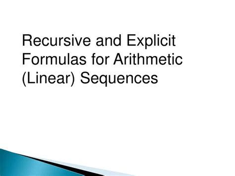Ppt Recursive And Explicit Formulas For Sequences Powerpoint