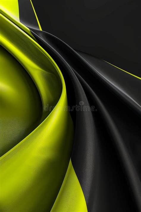 Abstract Lime Green And Black Fabric Swirling On Gradient Background