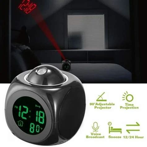 Round Black Projection Alarm Clock Size 55 Inch Model Namenumber