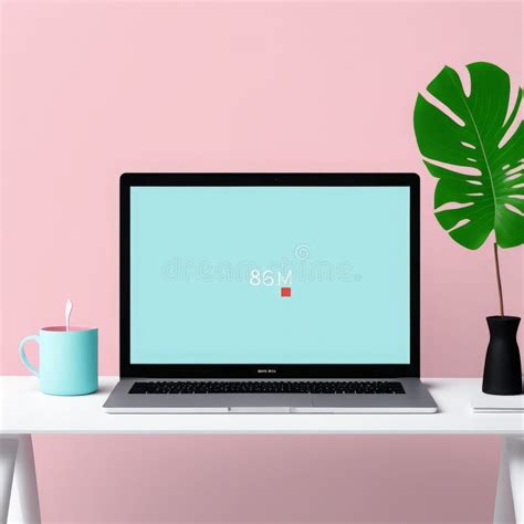 Modern Laptop Computer On Table In Office Workplace Interior Concept