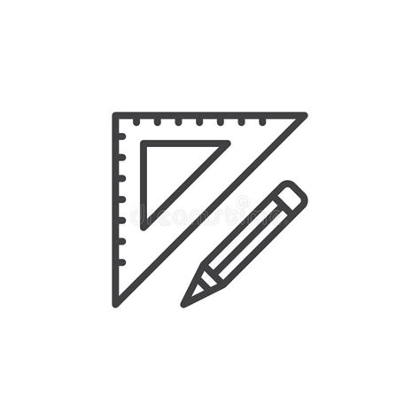 Set Square Outline Icon Stock Vector Illustration Of Drafting