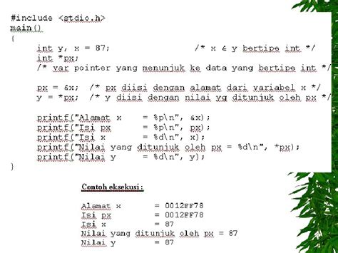 Pointer Konsep Pemrograman Konsep Dasar Pointer Variabel Pointer