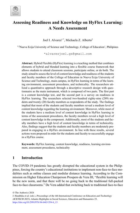 Pdf Assessing Readiness And Knowledge On Hyflex Learning A Needs