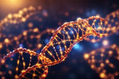 Polygonal Style Glowing Dna Molecule Composition Ai Generative Stock