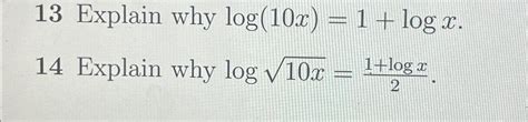 Solved Explain Why Log X Logx Explain Why Chegg Com