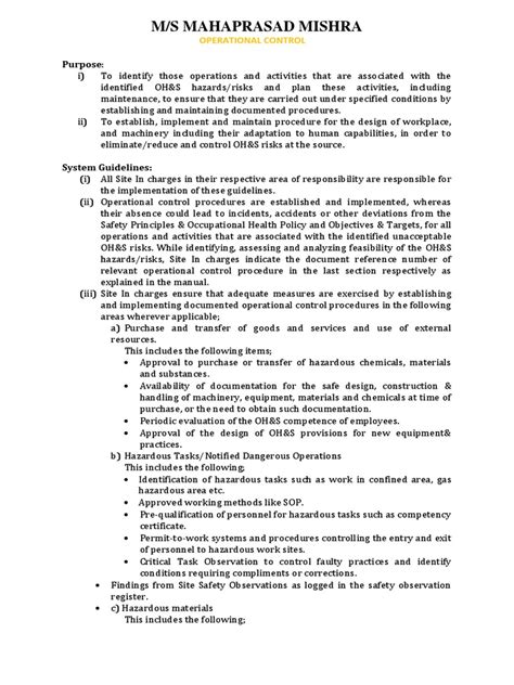 Operational Control Download Free Pdf Occupational Safety And Health Safety