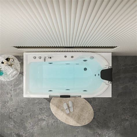 White Acrylic Freestanding Massage Bathtub Faucet Rectangular Design