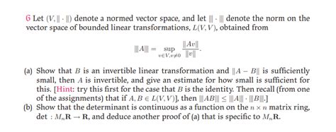Solved 6 Let V ∥⋅∥ Denote A Normed Vector Space And Let