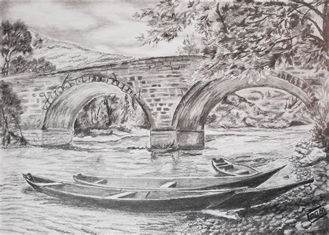 River Pencil Drawing