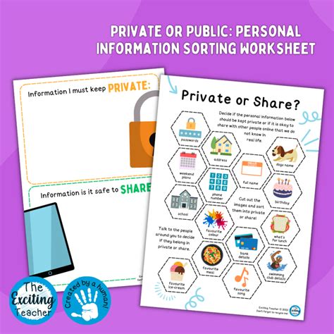 Private Or Public Personal Information Sorting Worksheet Internet