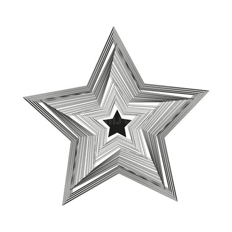 Abstract Star Icon Striped Geometric Shape Black Star Graphic Line Pattern Vector Stock