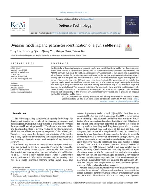 pdf dynamic modeling and parameter identification of a gun saddle ring