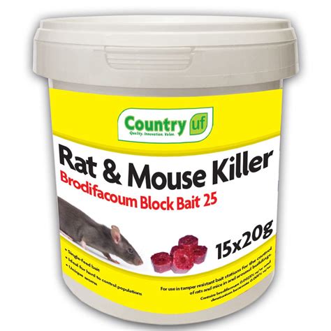 Country Uf Rat And Mouse Killer Brodifacoum Block Bait 15x20g