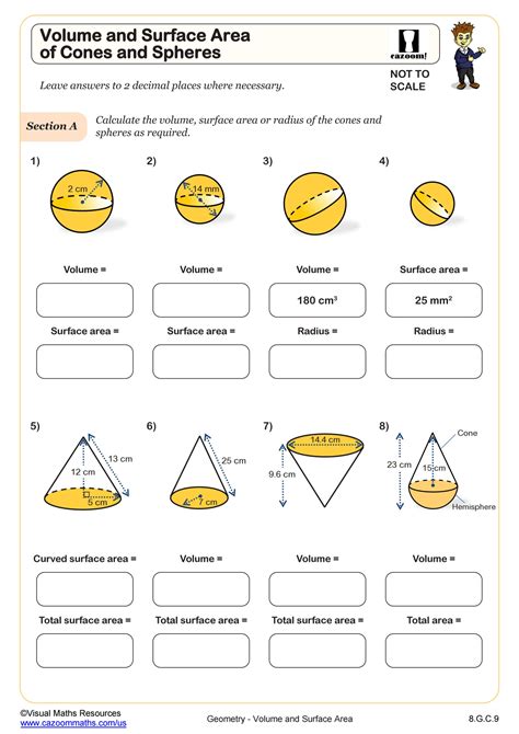 Volume Of A Cone Worksheets 8th Grade