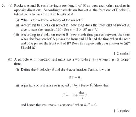 solved 5 a rockets a and b each having a rest length of