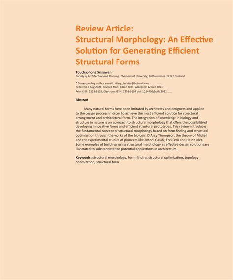 Pdf Review Article Structural Morphology An Effective Solution For