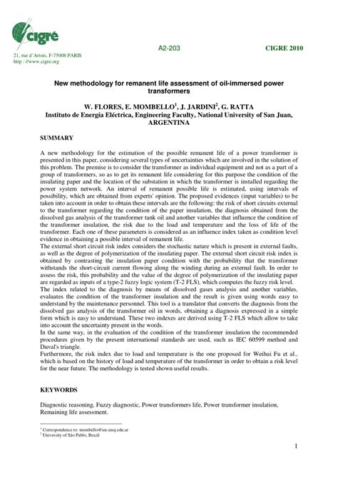 Pdf New Methodology For Remanent Life Assessment Of Oil Immersed Power Transformers