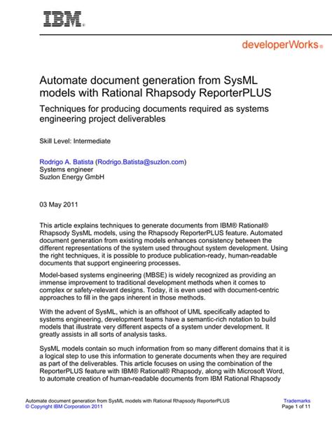 Automate Document Generation From Sysml Models With Rational Rhapsody Reporterplusl Models With