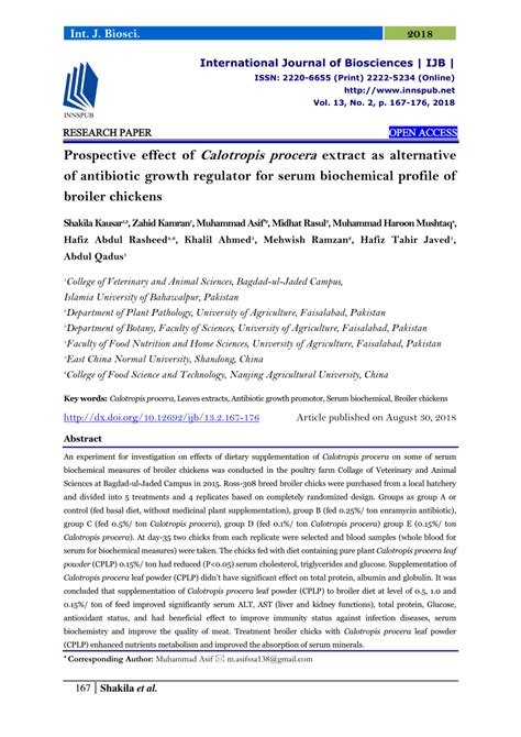 Pdf Prospective Effect Of Calotropis Procera Extract As Alternative