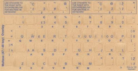 Maltese Keyboard Stickers Labels Overlays With Blue Characters For