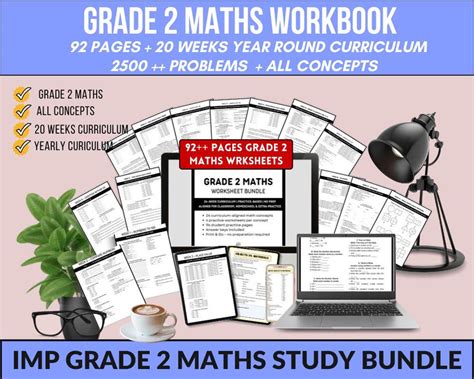 Grade 2 Math Workbook Bundle Printable Worksheets Pdf Addition