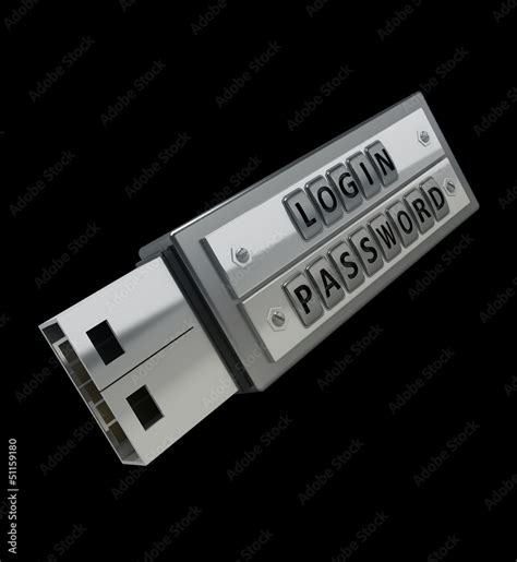 Concept Secure Usb Key Device With Password And Login Isolated On Black Background High Concept Secure Usb Key Device With Password And Login Isolated On Black Background High