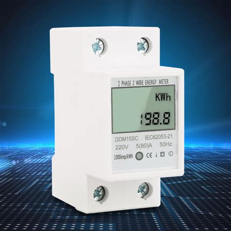 Single Phase Energy Meter 5 80A DDM15SC LCD Digital Display Single Phase DIN Rail Electronic