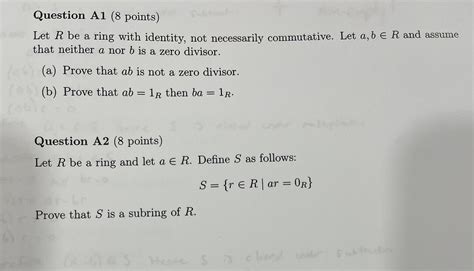 Solved Let R Be A Ring With Identity Not Necessarily