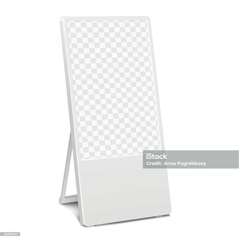 투명한 스크린 벡터 모형이 있는 흰색 디지털 비디오 배너 선전용 Lcd 디스플레이 스탠드 현실적인 모형 디자인용 템플릿 3차원