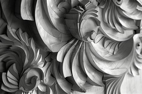 Black And White Snapshot Of A Detailed Decorative Wall Featuring Intricate Patterns And Designs