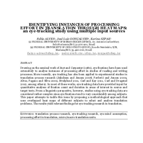 Identifying Instances Of Processing Effort In Translation Through Heat Maps An Eye Tracking