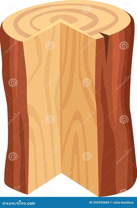 Cross Section Of A Partially Split Log Showcasing Intricate Wood Grain Distinct Growth Rings