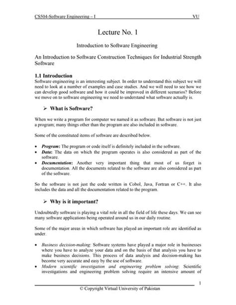 Software Engineering Cs 504 Handouts Pdf Computing Technology