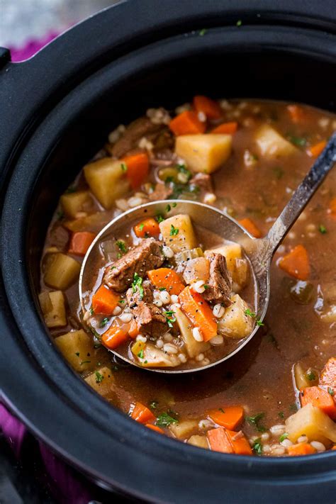 Crockpot Beef Barley Soup The Chunky Chef