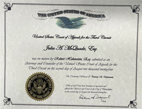 I Am Thrilled To Share That I Have Been Admitted To The Third Circuit Court Of Appeals I Look