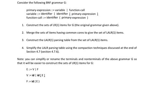 Solved Consider The Following Bnf Grammar
