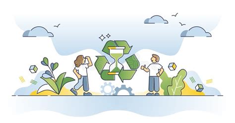 Reduce Reuse Repair And Recycle Strategy To Save Resources Outline Concept Stock Vector