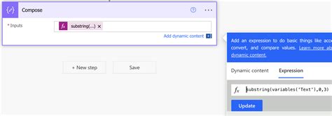 using the substring function in power automate