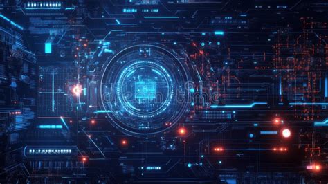 Abstract Futuristic Interface With Glowing Blue And Red Lines Stock Illustration Illustration