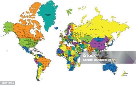 와 다채로운 세계의 정치 지도 명확 하 게 표시 레이어를 분리 벡터 일러스트입니다 대형에 대한 스톡 벡터 아트 및 기타 이미지 대형 세계지도 교육 Istock