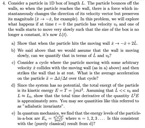 Solved Consider A Particle In D Box Of Length L The Chegg